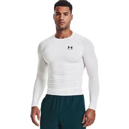 Trainingsshirt Under Armour "UA HG ARMOUR COMP LONG SLEEVE", Herren, Gr. L, weiß, Obermaterial: 84% Polyester, 16% Elasthan, sportlich, Rundhals, Langarm, Shirts