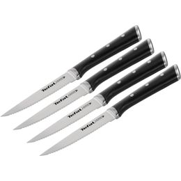 Steakbesteck Tefal "K232S4 Ice Force", schwarz, 4 tlg., Edelstahl, Essbesteck-Sets, 11cm, Spezialmesser, langfristige Leistung, Made in Germany