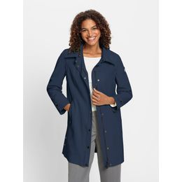 Langjacke Casual Looks Gr. 36, blau (dunkelblau), Damen, 64% Baumwolle, 36% Polyamid, unifarben, Jacken