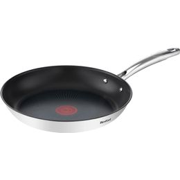 Bratpfanne Tefal "Duetto+", schwarz (schwarz, edelstahl), B:25,4cm H:5cm L:43cm Ø:24cm, Pfannen, Premium Edelstahl, Induktionspfanne, Temperaturanzeiger, langlebig