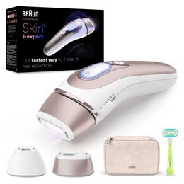 IPL-Haarentferner Braun "Smart Skin i·expert PL7147", Braun (weiß, Braun), IPL-Haarentferner, Damen, 2 Aufsätze für Gesicht & Körper, Venus Rasierer & Aufbewahrungstasche