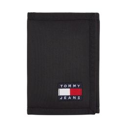 Geldbörse Tommy Jeans "TJM NYLON TRIFOLD", schwarz, Textil, Basic, Kleinlederwaren, Men Geldbeutel, Portemonnaie mit typischer Logoflagge