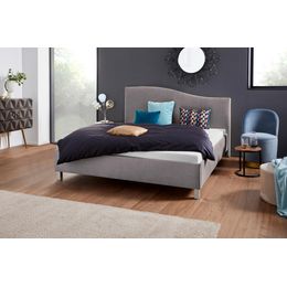 Polsterbett, grau, B:172cm H:100cm L:210cm, Bezug Bett: Velours mit grober Lederoptik (100% Polyester);Bonnellfederkernmatratze: 51% Polypropylen, 39% Polyester, 10% Baumwolle;Kaltschaummatratze: 100% Polyester, Bezug abnehm- und waschbar bis 60C, Westfalia Schlafkomfort, Betten, Polsterbett
