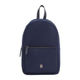 Rucksack Tommy Hilfiger "TH SPRING BACKPACK", Gr. B/H/T: 25cm x 36,5cm x 12,5cm, blau (space blau), Textil, casual, Rucksäcke, Damen City-Rucksack, Freizeit-Rucksack, Freizeit-Bag mit Logoflagge