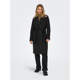 Langmantel Only "ONLALVILDA LIFE WRAP COAT OTW" Gr. M (38), grau (dunkelgrau melange), Damen, Web, Obermaterial: 100% Polyester, meliert, Mäntel