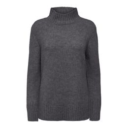 Stehkragenpullover Only "ONLAYA LIFE LS HIGH NECK CC KNT", Damen, Gr. S (36), grau (magnet detail:melange), Strick, Obermaterial: 77% Polyester, 20% Polyacryl, 3% Elasthan, meliert, modisch, loose fit, Langarm, Pullover