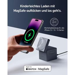 Anker Smartphone-Ladegerät "Charger 3-in-1 Cube with MagSafe", Ladegeräte, grau