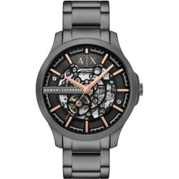 Automatikuhr Armani Exchange, grau (anthrazit), Armbanduhren, Herren, Armbanduhr, Herrenuhr, Mechanische Uhr, Edelstahlarmband, analog