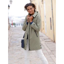 Langjacke Casual Looks Gr. 26, grün (khaki), Damen, 64% Baumwolle, 36% Polyamid, unifarben, Jacken