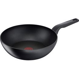 Wok Tefal "Hard Titanium Pro", schwarz, B:28,6cm H:8cm L:46,4cm Ø:28cm, Pfannen, Antihaftversiegelung, Induktion, Temperaturanzeiger, Ø 28 cm