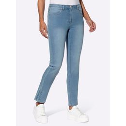 Bequeme Jeans Casual Looks, Damen, Gr. 25, Kurzgrößen, blau (blau, bleached), 81% Baumwolle, 17% Polyester, 2% Elasthan, unifarben, lang, Jeans