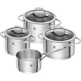 Topf-Set Zwilling "Essence", silber (silberfarben), Töpfe, Sandwichboden sehr gute Wärmeverteilung Füllskala Edelstahlgussgriffe