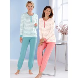 wäschepur Schlafanzug WÄSCHEPUR, Damen, Gr. 44/46, ozean, flamingo, 100% Baumwolle, Homewear-Sets