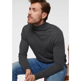 Jack & Jones Rollkragenpullover JACK & JONES "Emil Knit Roll", Herren, Gr. XL (54/56), grau (dunkelgrau melange), Obermaterial: 60% Baumwolle, 20% Nylon, 20% Viskose, modisch, schmal, Rundhals, Langarm, Pullover