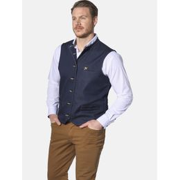 Jeansweste Jan Vanderstorm "Jeansweste HILDEVIN", Herren, Gr. 56, blau (dunkelblau), Obermaterial: 60% Baumwolle CO. 38% Polyester COOLMAX PES(Coolmax). 2% Elasthan EL., casual, comfort fit normal, Westen, mit seitlichen Leistentaschen