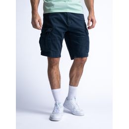 Cargoshorts PETROL INDUSTRIES "Men Shorts Cargo", Herren, Gr. XL (42), N-Gr, blau (navy blau), Web, Obermaterial: 100% Baumwolle, casual, Hosen, mit Gürtel