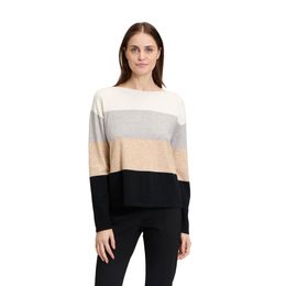 Strickpullover Betty Barclay "Betty Barclay Feinstrickpullover mit Color Blocking", Damen, Gr. 36, beige (patch beige, schwarz), Strick, Obermaterial: 50% Viskose, 27% Polyamid, 23% Polyester., casual, lässig geschnitten normal, U-Boot-Ausschnitt, Pullover, Material