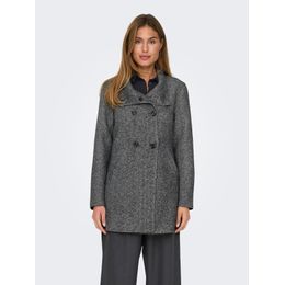 Kurzmantel Only "ONLSEDONA LIFE SOPHIA DB COAT CC OTW" Gr. L (40), grau (dunkelgrau melange), Damen, Web, Obermaterial: 85% Polyester, 15% Baumwolle, unifarben, meliert, Mäntel