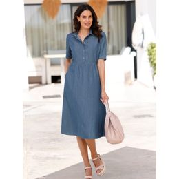 Jeanskleid Inspirationen "Jeans-Kleid", Damen, Gr. 40, Normalgrößen, blau (blau, bleached), Denim/Jeans, 100% Baumwolle, unifarben, wadenlang, Kurzarm, Kleider