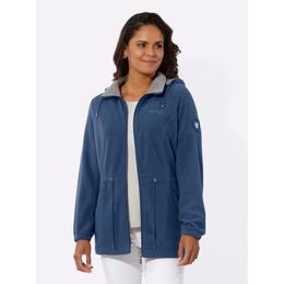 Fleecejacke Casual Looks, Damen, Gr. 42, blau (jeansblau), 100% Polyester, unifarben, Langarm, Jacken