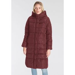 Steppmantel Only "ONLTINA PUFFER X LONG COAT OTW" Gr. M (38), rot (port royale), Damen, Web, Obermaterial: 100% Polyester, unifarben, leicht glänzend, Mäntel, mit Kapuze