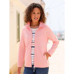 Strickfleecejacke Casual Looks, Damen, Gr. 54, flamingo, ecru, meliert, 100% Polyester, meliert, Langarm, Jacken