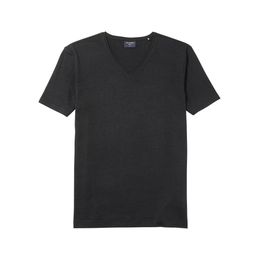 T-Shirt OLYMP "OLYMP Wirk Casual - T-Shirt" Gr. L, schwarz, Herren, Single Jersey, Obermaterial: 95% Leinen, 5% Elasthan, Shirts, aus Leinenmischung