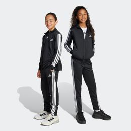 Trainingsanzug adidas Sportswear "J 3S TR TS 205", Kinder, Gr. 128, schwarz-weiß (schwarz, weiß), Obermaterial: 100% Polyester, sportlich, Sportanzüge