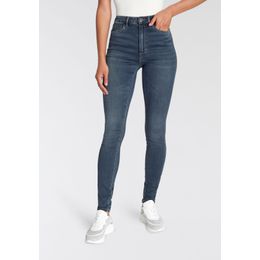 High-waist-Jeans Only "ONLROYA HW SKINNY BJ13964" Gr. M, Länge 30, blau (dunkelblau denim), Damen, Denim/Jeans, Obermaterial: 69% Baumwolle, 29% Elasthan, 2% Polyester, Jeans, im 5-Pocket-Design