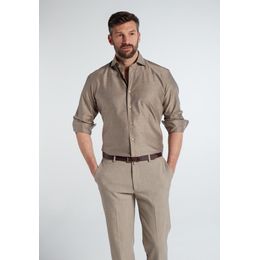 Langarmhemd Eterna "MODERN FIT", Herren, Gr. 42, Normalgrößen, braun, Twill, 100% cotton, tailliert, Langarm Manschette, Hemden