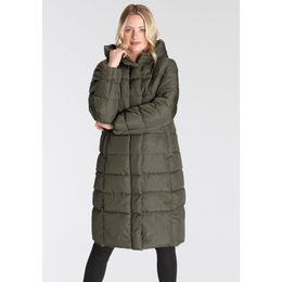 Steppmantel Only "ONLTINA PUFFER X LONG COAT OTW" Gr. S (36), grün (kalamata), Damen, Web, Obermaterial: 100% Polyester, unifarben, leicht glänzend, Mäntel, mit Kapuze