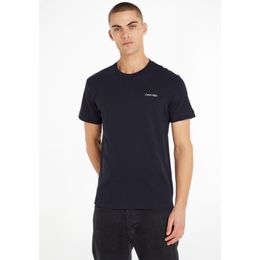 T-Shirt Calvin Klein "MICRO LOGO INTERLOCK T-SHIRT" Gr. L, blau (marine), Herren, Single Jersey, Obermaterial: 100% Baumwolle, unifarben, Shirts, mit Calvin Klein Logo auf der Brust