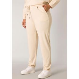 Sweathose Base Level Curvy "BAS-YOANNA", Damen, Gr. 44, N-Gr, beige (light beige), Sweatware, Obermaterial: 60% Viskose, 35% Polyamid, 5% Elasthan, casual, bequem lang, Hosen