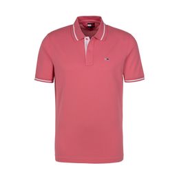 Poloshirt Tommy Jeans "TJM REG TIPPED POLO", Herren, Gr. S, preppy pink, Jersey, Obermaterial: 100% Baumwolle, casual, Kurzarm, Shirts, mit Streifendetails