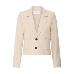 Kurzblazer B.Young "Kurzblazer BYDANTA SH BLAZER 5 -", Damen, Gr. 36, beige (humus melange), Obermaterial: 88% Polyester PES. 8% Viskose LENZING ECOVERO CV LenzEcov. 4% Elasthan EL., feminin, kurz, Blazer