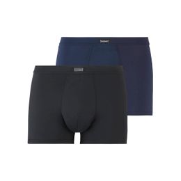 Boxershorts Bruno Banani Gr. S, blau (blaugrau, schwarz), Herren, Microfaser, Obermaterial: 90% Polyamid, 10% Elasthan, unifarben, Unterhosen, mit angesetztem Bündchen