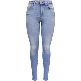 Skinny-fit-Jeans Only "ONLPOWER MID PUSH UP SK REA934", Damen, Gr. M (38), Länge 32, blau (bright, blau), Denim/Jeans, Obermaterial: 92% Baumwolle, 6% Elastomultiester, 2% Elasthan, Abriebeffekte, modisch, Jeans