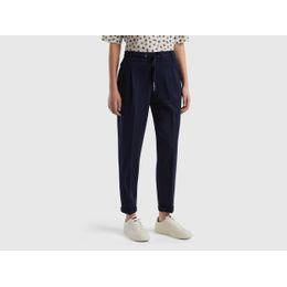 Jogger Pants United Colors Of Benetton Gr. L (40), N-Gr, blau (marine), Damen, Web, Obermaterial: 66% Viskose, 30% Nylon, 4% Elasthan, unifarben, Hosen, mit Kordelzug und Gürtelschlaufen