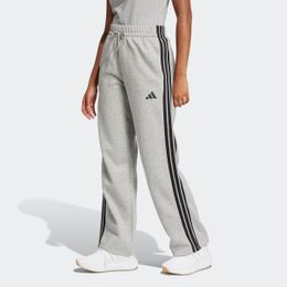 Sporthose adidas Sportswear "W 3S FL OH PT", Damen, Gr. L, N-Gr, grau (medium grau heather, schwarz), Obermaterial: 55% Baumwolle, 36% Polyester, 9% Viskose, sportlich, Hosen