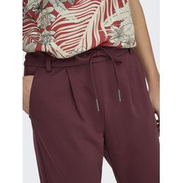 Jogger Pants Only "ONLPOPTRASH LIFE EASY COL PANT PNT NOOS" Gr. S (36), Länge 32, rot (rot mahogany), Damen, Milano Rib, Obermaterial: 63% Viskose, 32% Nylon, 5% Elasthan, unifarben, Hosen, bequeme Form mit elastischem Bund und Kordelzug