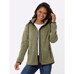 Fleecejacke Casual Looks Gr. 40, grün (schilf, meliert), Damen, 100% Polyester, meliert, Jacken