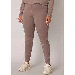 Treggings Base Level Curvy, Damen, Gr. 44, N-Gr, grau (schwarz taupe), Obermaterial: 65% Viskose, 30% Nylon, 5% Elasthan, casual, regular fit, Hosen, mit elastischem Bund