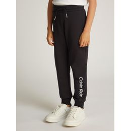 Sweathose Calvin Klein Jeans "Inst.Logo Regular Jogger" Gr. 10 (140), N-Gr, schwarz (ck schwarz), Jungen, Sweatware, Obermaterial: 100% Baumwolle, unifarben, Hosen, für Kinder bis 16 Jahre und mit Logoschriftzug