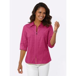 Hemdbluse Casual Looks Gr. 40, pink (fuchsia), Damen, 97% Baumwolle, 3% Elasthan, unifarben, Blusen