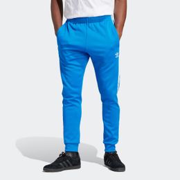 Sporthose adidas originals "ADICOLOR CLASSICS SST" Gr. XS, N-Gr, blau (blaubird, weiß), Herren, Obermaterial: 70% Polyester, 30% Baumwolle, gestreift, Hosen, Superstar, Retro Look, weiches Material