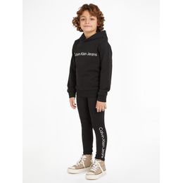 Langarmshirt & Leggings Calvin Klein Jeans "INST.LOGO RLX.HOODIE LEGGING SET" Gr. 4 (104), schwarz (ck schwarz), Jungen, Jersey, Obermaterial: 100% Baumwolle, unifarben, KOB Set-Artikel, für Kinder bis 16 Jahre