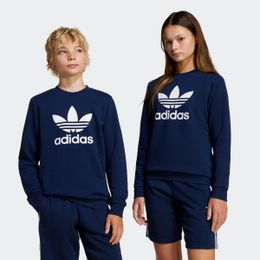 Sweatshirt adidas originals "TREFOIL CREW", Kinder, Gr. 164, blau (night indigo), Obermaterial: 70% Baumwolle, 30% Polyester, sportlich, Rundhals, Sweatshirts