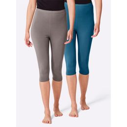 Leggings feel good, Damen, Gr. 36/38, Normalgrößen, bunt (aquapetrol, dunkeltaupe), 95% Baumwolle, 5% Elasthan, Meliert:67% Baumwolle, 5% Elasthan, 28% Polyester, unifarben, Hosen