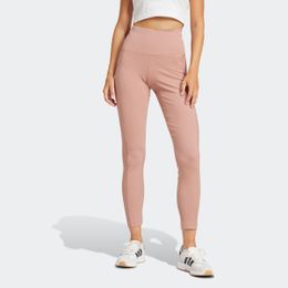 Trainingstights adidas Sportswear "W LNG RIB LEG", Damen, Gr. L, N-Gr, warm clay, Obermaterial: 45% Baumwolle, 45% Viskose, 10% Elasthan, sportlich, 7/8-Länge, Hosen