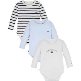 Neugeborenen-Geschenkset Tommy Hilfiger "ESSENTIAL 3 PACK BODY GIFTPACK", Baby, Gr. 68, blau (desert sky), Jersey, Obermaterial: 93% Baumwolle, 7% Elasthan, gestreift, KOB Set-Artikel, mit Logo-Stickereien